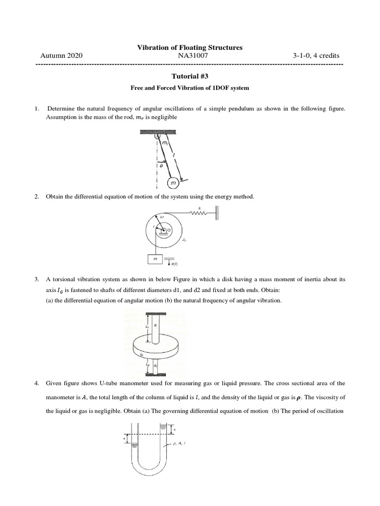 Autumn 2020 NA31007 3-1-0, 4 Credits | PDF | Applied And Interdisciplinary Physics | Classical ...