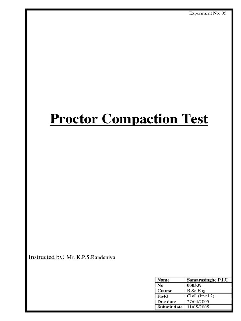Proctor Compaction Test: Instructed by | PDF