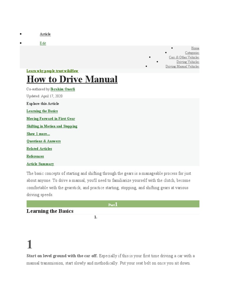 How To Drive Manual | PDF | Clutch | Manual Transmission