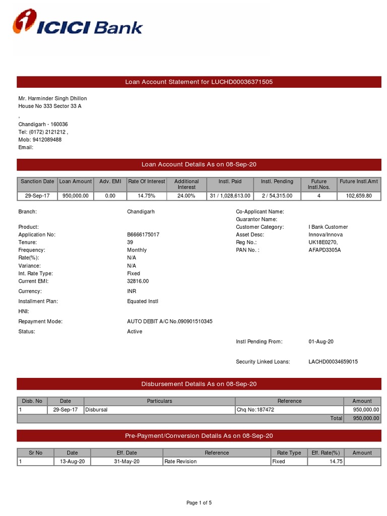 Loan Account Statement For LUCHD00036371505 | PDF | Payments | Business