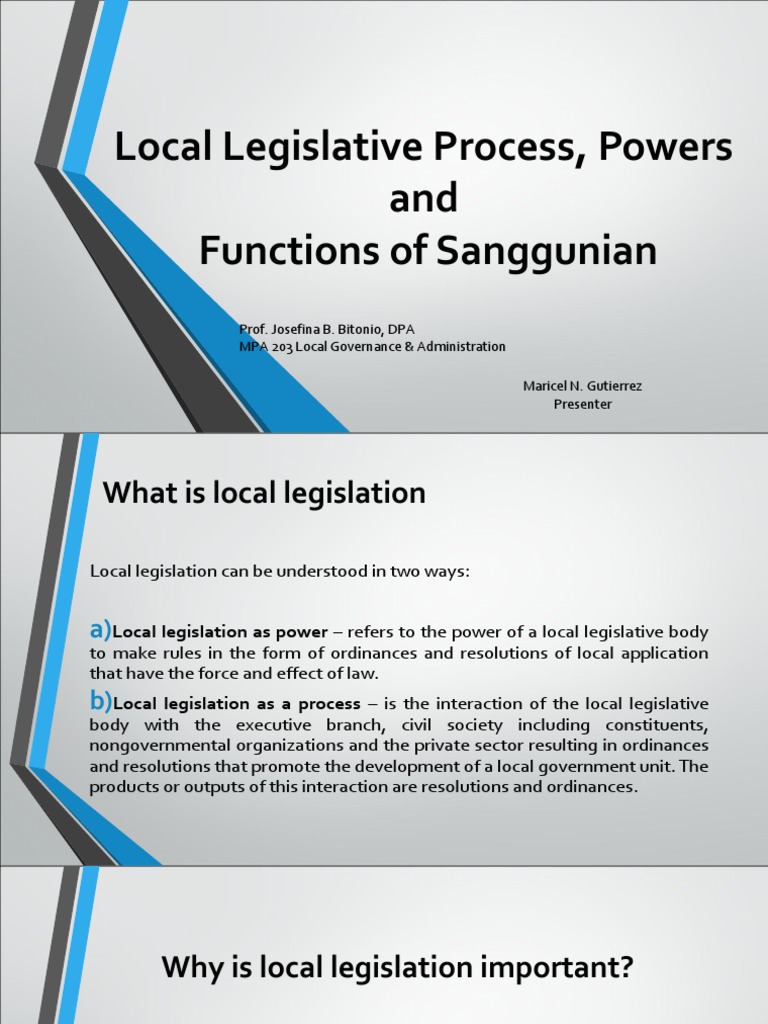 Local Legislative Process, Powers and Functions of Sanggunian | PDF ...