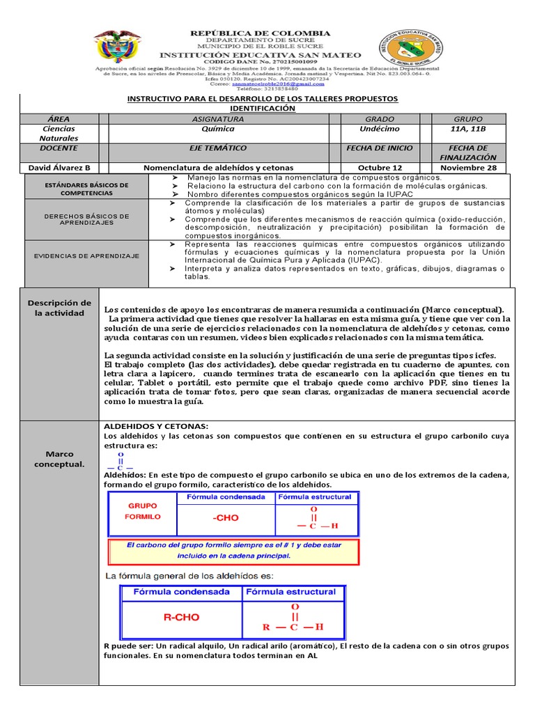 Bitacora Química 11° | PDF | Cetona | Química Orgánica