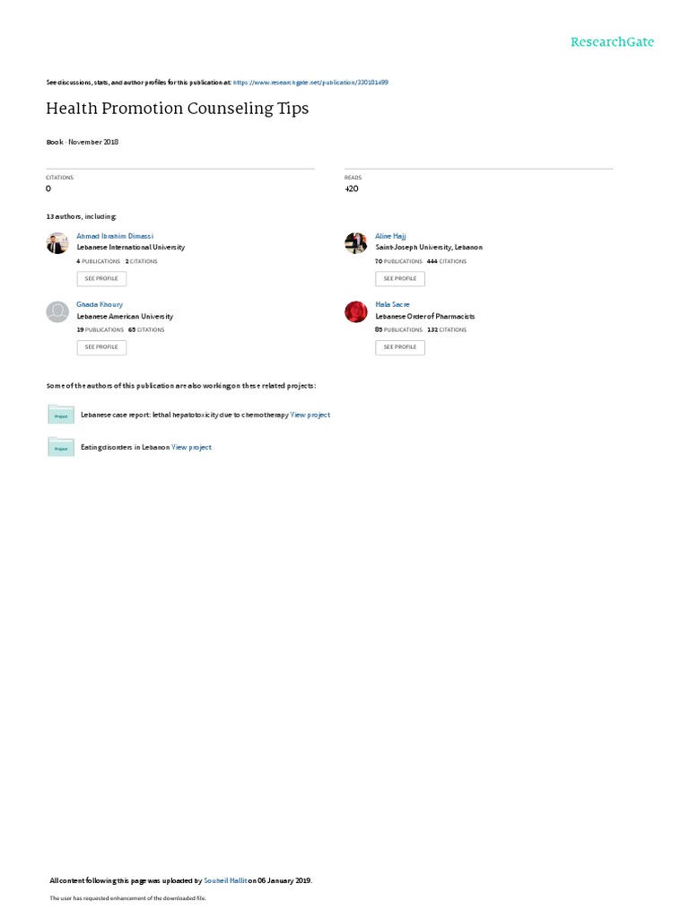 Health Promotion Counseling Tips: November 2018 | PDF | Selective ...