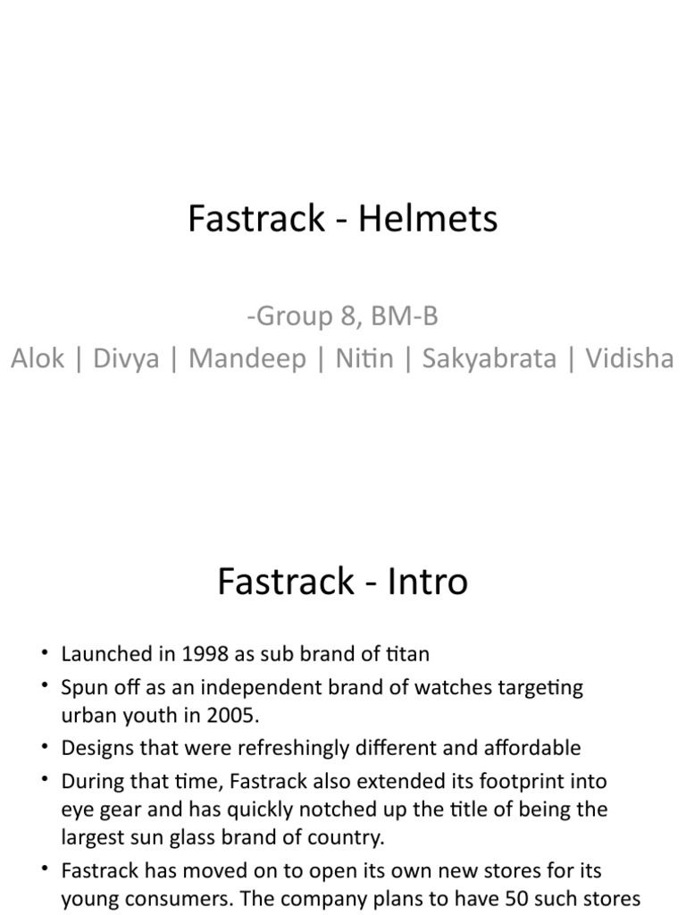 Fastrack - Helmets - Draft | PDF | Brand | Promotion And Marketing ...