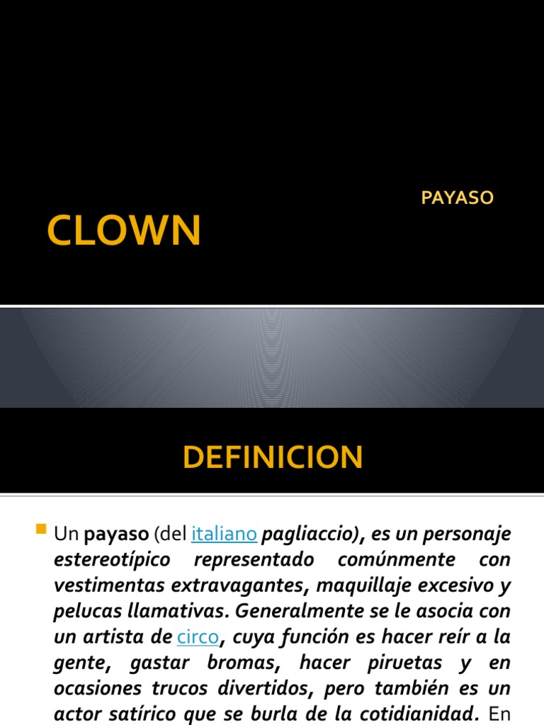 Tipos y Definición de Payasos | PDF | Payaso | Entretenimiento