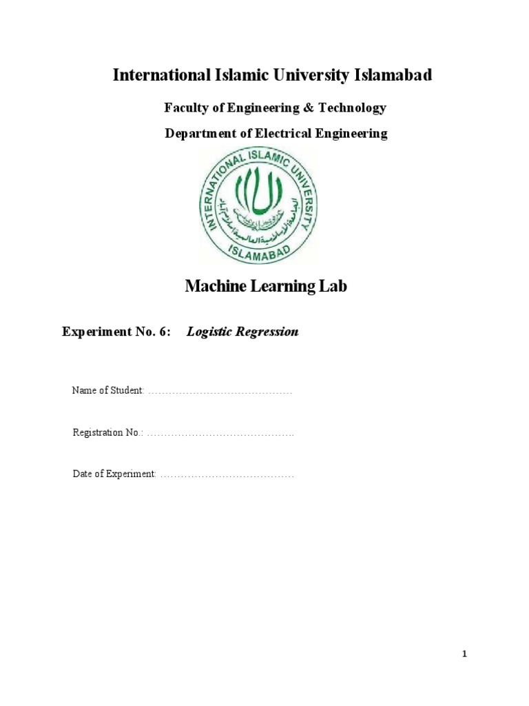 Machine Learning Lab Manual 06 | PDF | Logistic Regression | Regression ...
