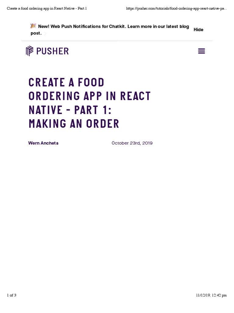 Create A Food Ordering App In React Native Part 1 Download Free Pdf Mobile App Software