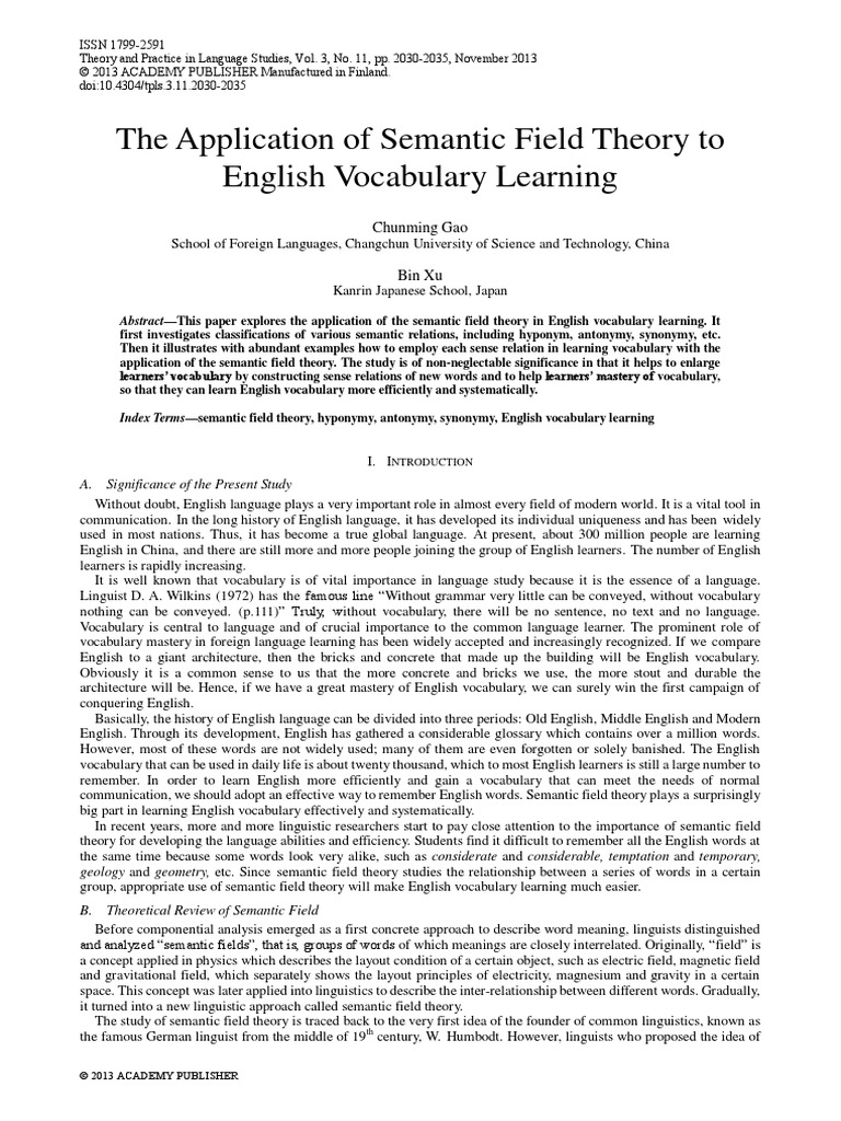 Semantic Field Theory | PDF | Semantics | Linguistics