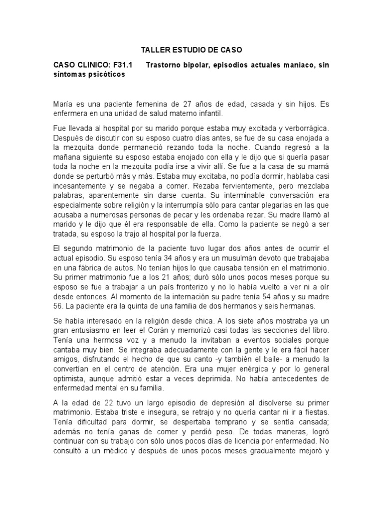 Taller Estudio de Caso | PDF | Memoria | Campos relacionados con la psiquiatría