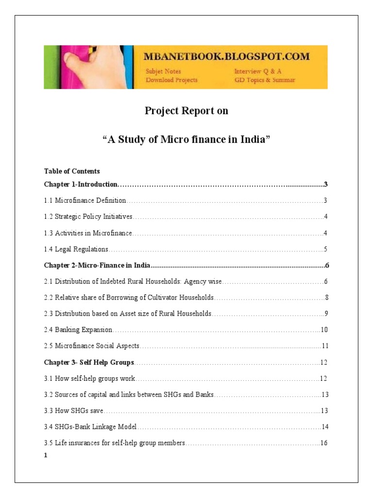 Report on Micro Finance | Microfinance | Microcredit | Free 30-day ...