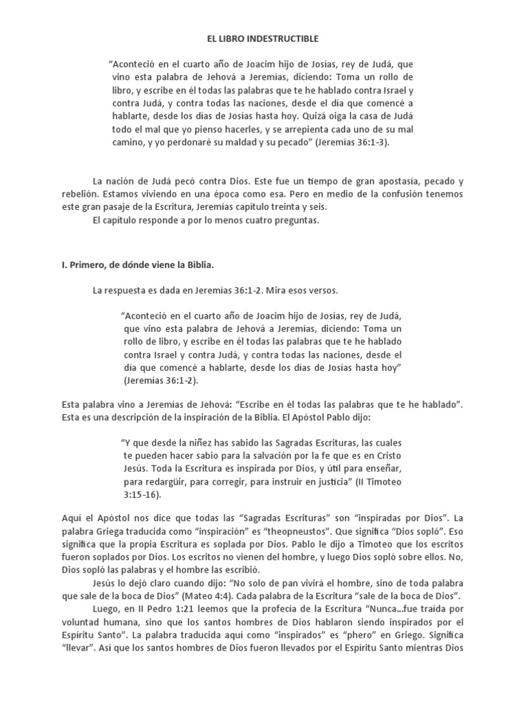 El Libro Indestructible | PDF | Jeremías | Biblia
