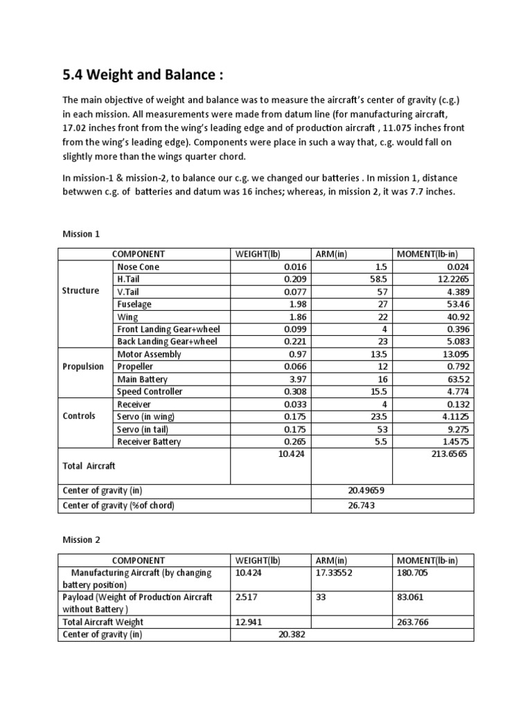 5.4 Weight and Balance | PDF | Aircraft | Aerospace Engineering