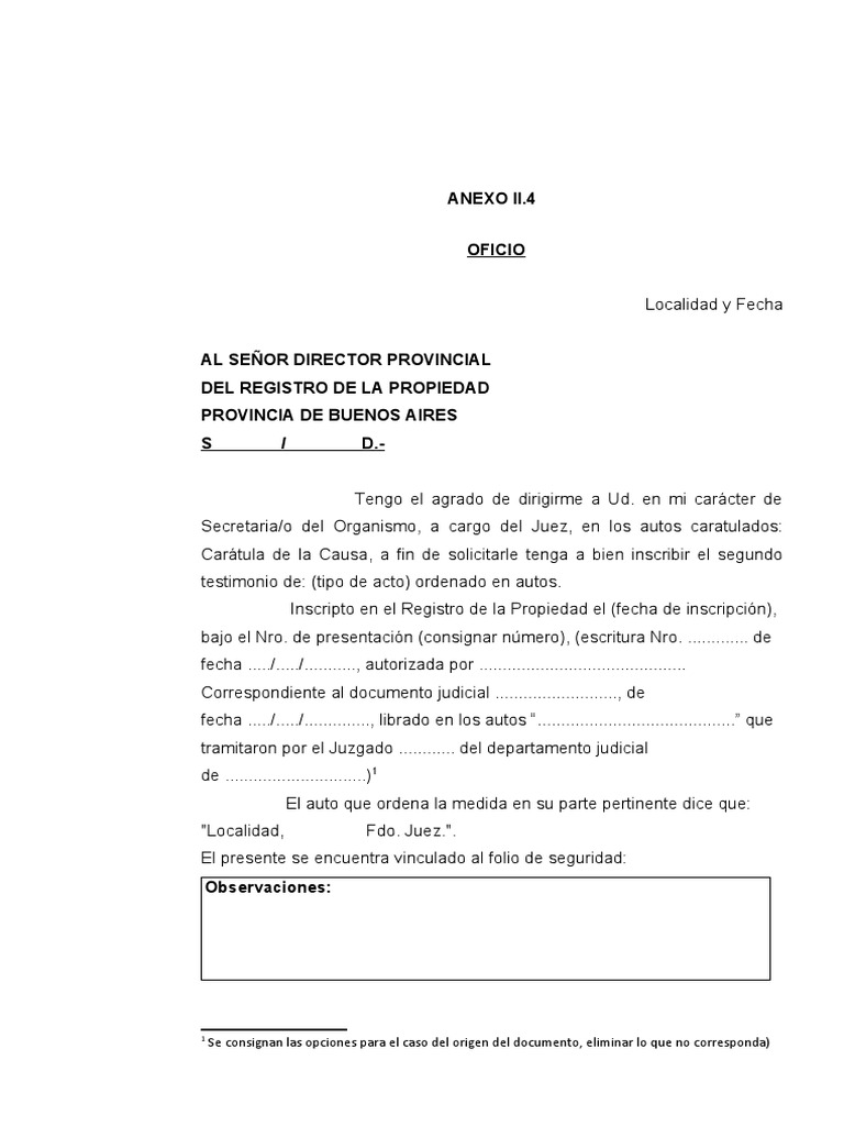 Modelo Inscripcion Segundo Testimonio | PDF