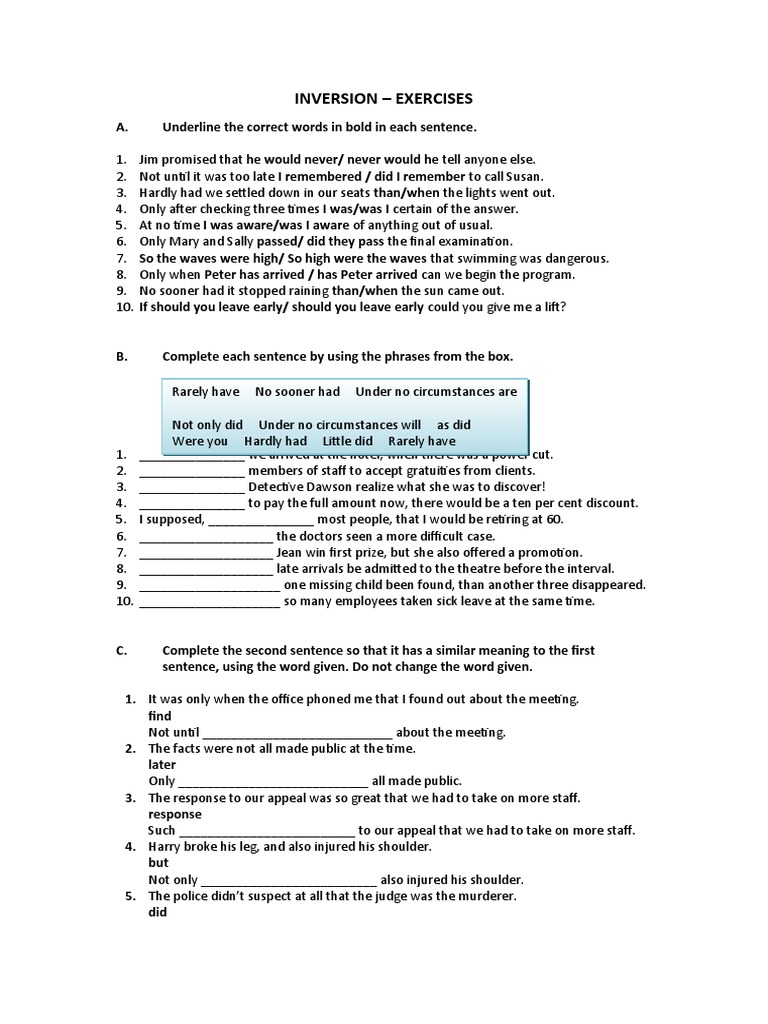 Grammar-Inversion Exercises | PDF | Violence