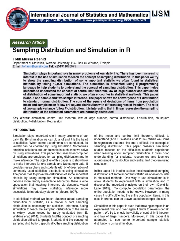 Sampling Distribution and Simulation in R | PDF | Chi Squared ...