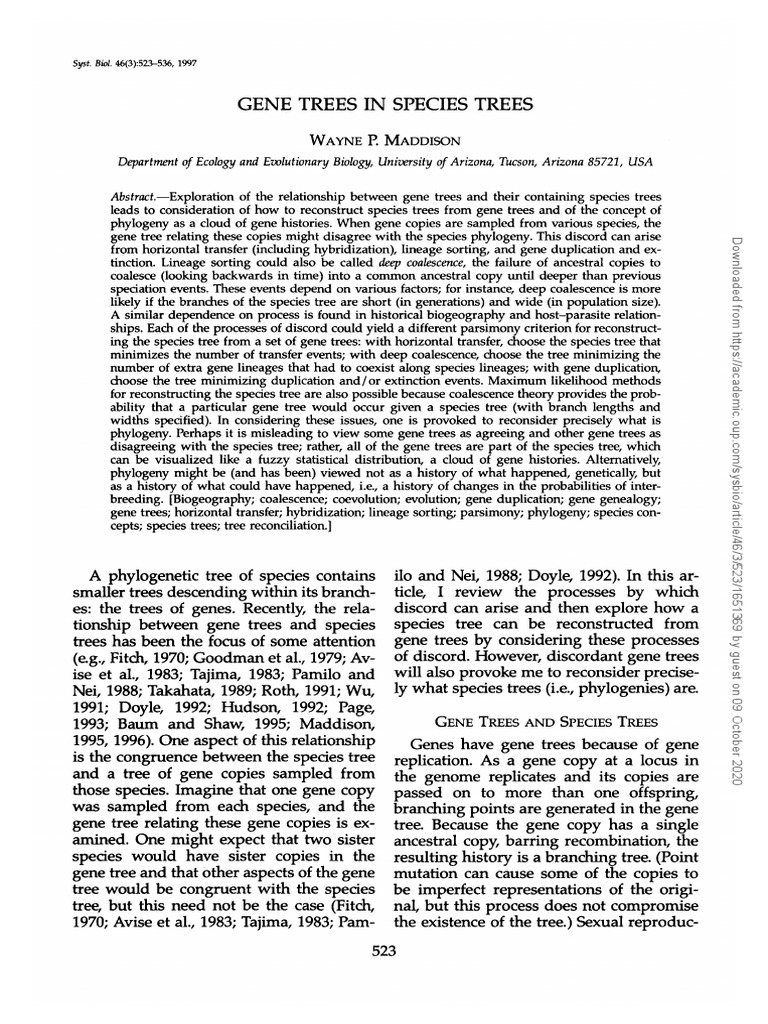 Gene Trees in Species Trees | PDF | Phylogenetic Tree | Species