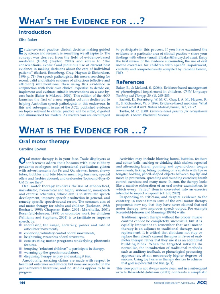 HAT S The Vidence For: Elise Baker | PDF | Speech Language Pathology ...