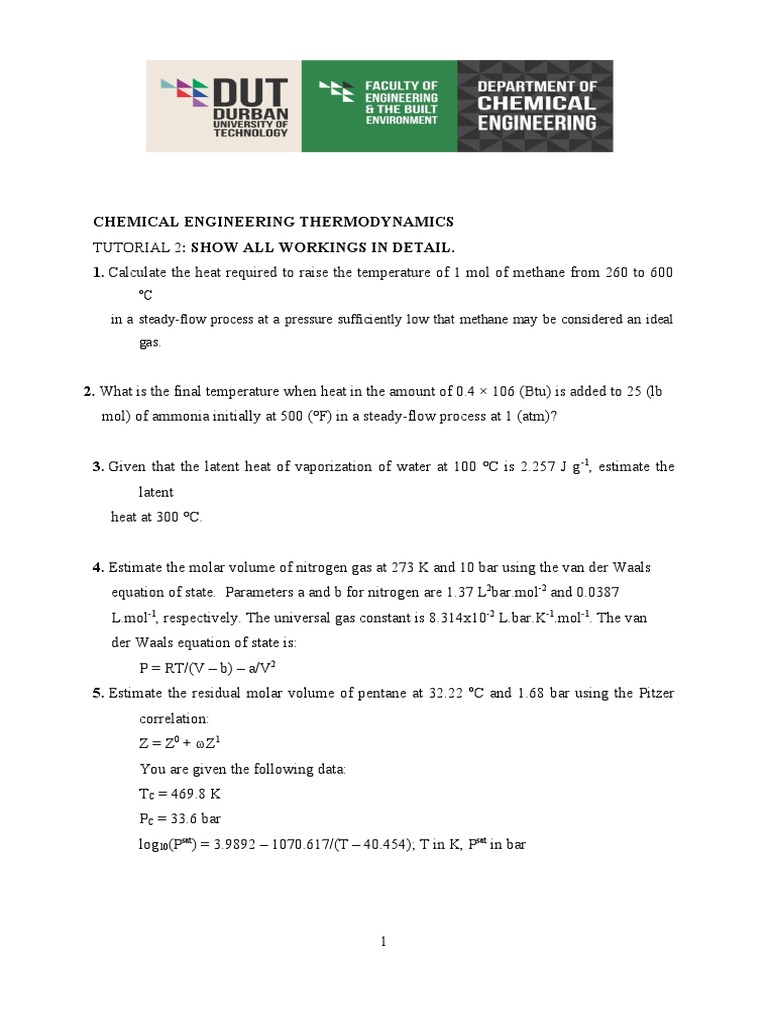 Chemical Thermodynamics Questions | PDF