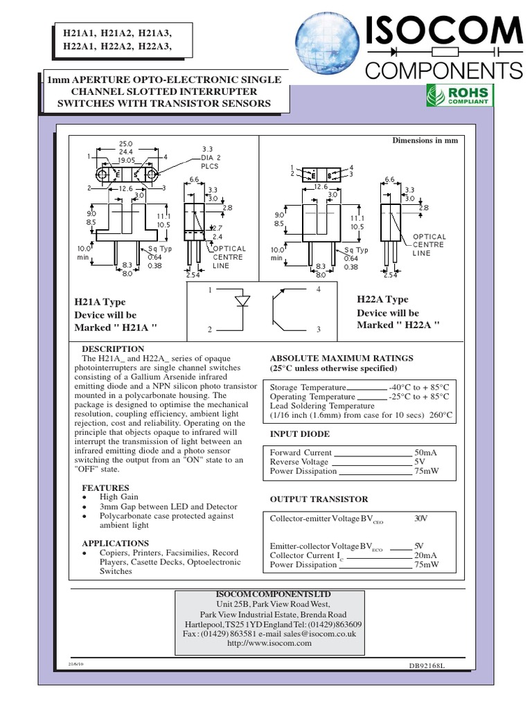 1Mm Aperture Opto-Electronic Single Channel Slotted Interrupter ...