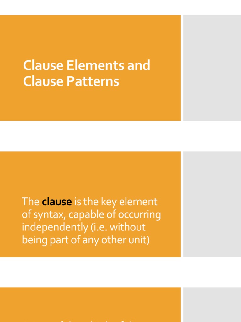 Clause Elements And Clause Patterns Pdf Pdf Verb Object Grammar