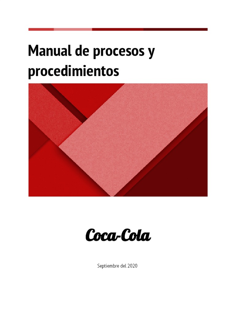 Manual de Procesos y Procedimientos | PDF | Coca Cola | Calidad (comercial)
