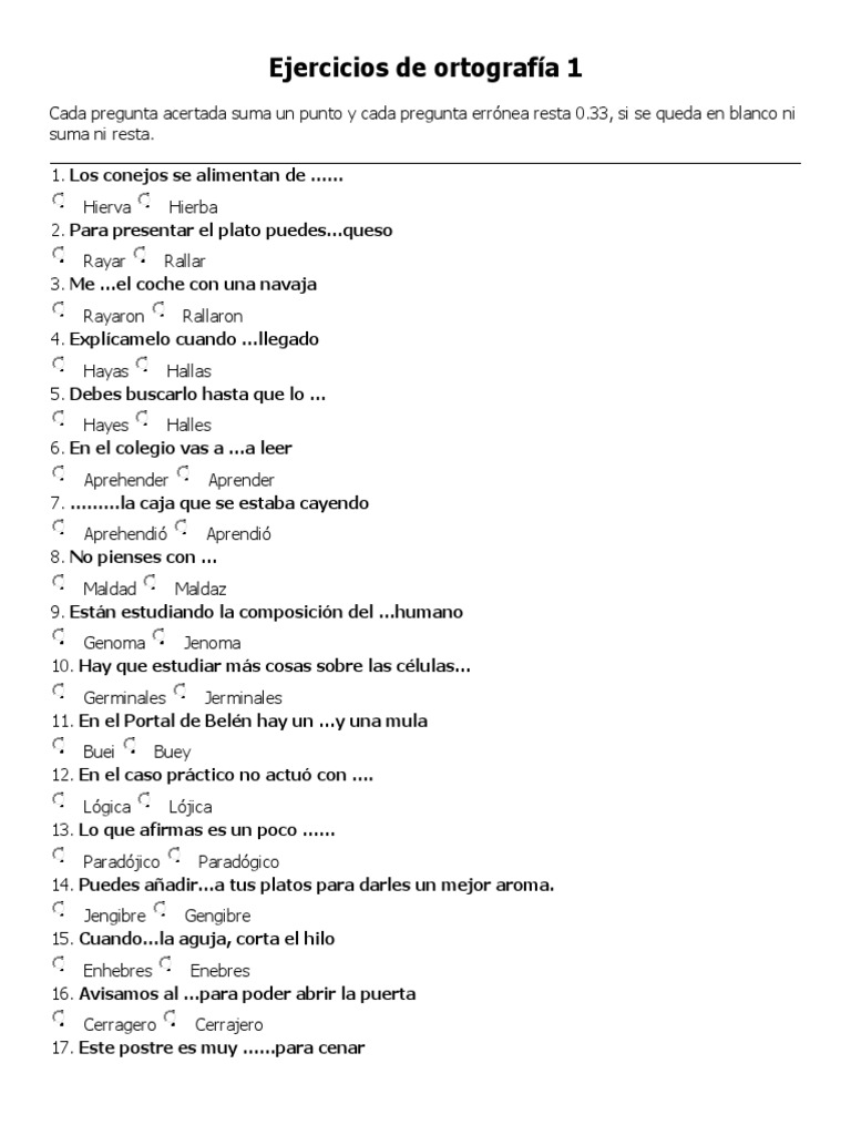 Ejercicios de Ortografía Práctica | PDF