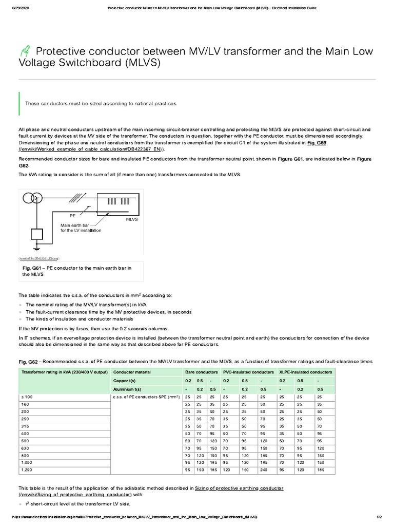 MV/LV Transformer to MLVS Conductor Guide | PDF | Transformer ...