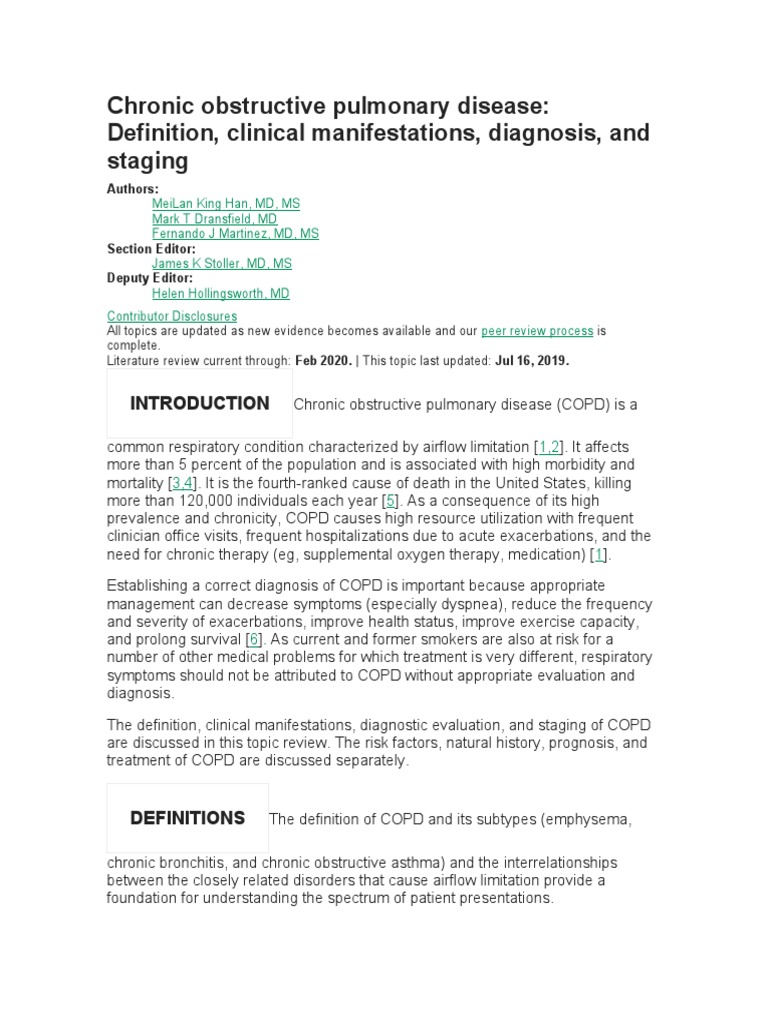Chronic Obstructive Pulmonary Disease | PDF | Chronic Obstructive ...