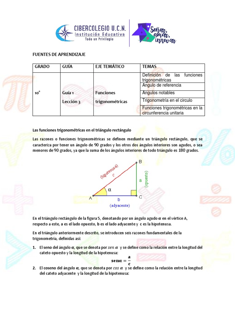 G1L3 Funciones Trigonometricas | Descargar gratis PDF | Funciones trigonométricas | Triángulo