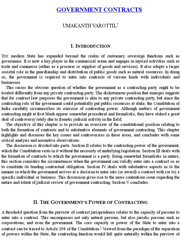 Government Contracts: Umakanth Varottil | PDF | Estoppel | Ratification