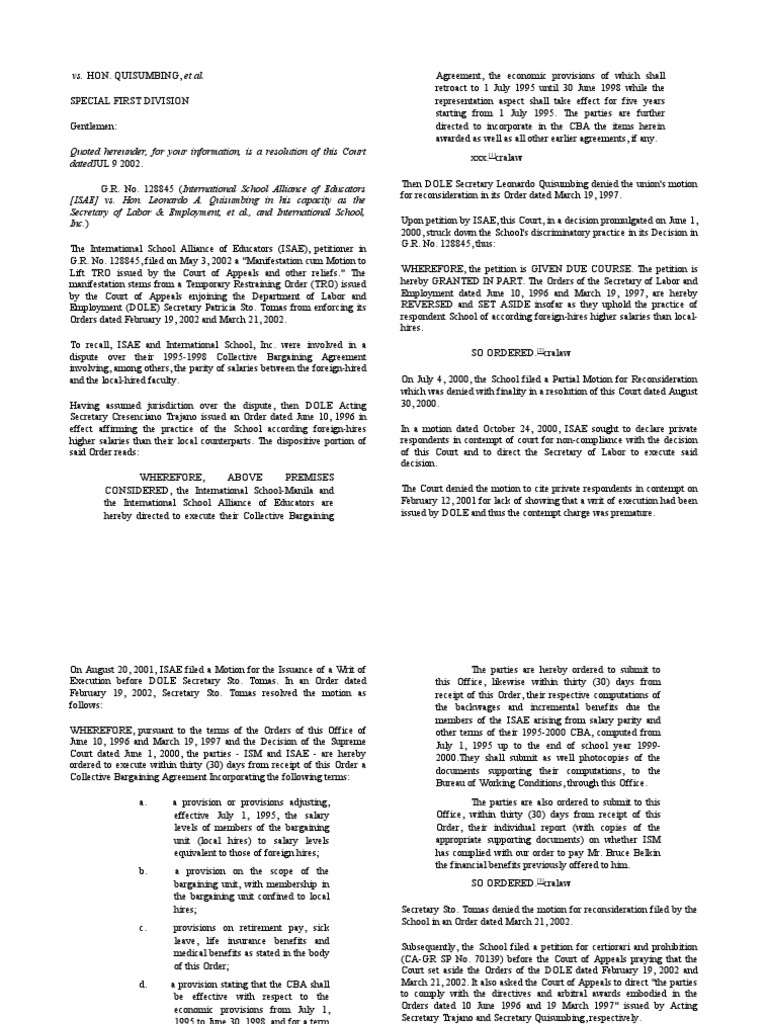 GR No. 128845 | PDF | Injunction | Collective Bargaining