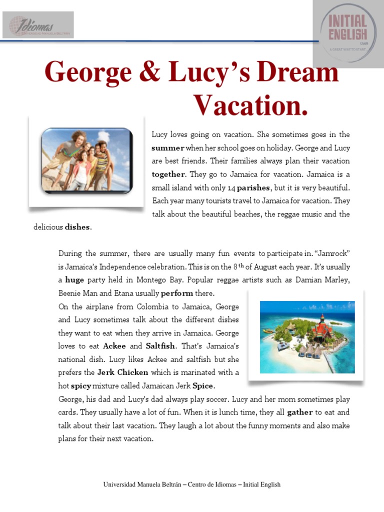 Dream Vacation Reading Activity 2019 | PDF | Jamaica | Foods