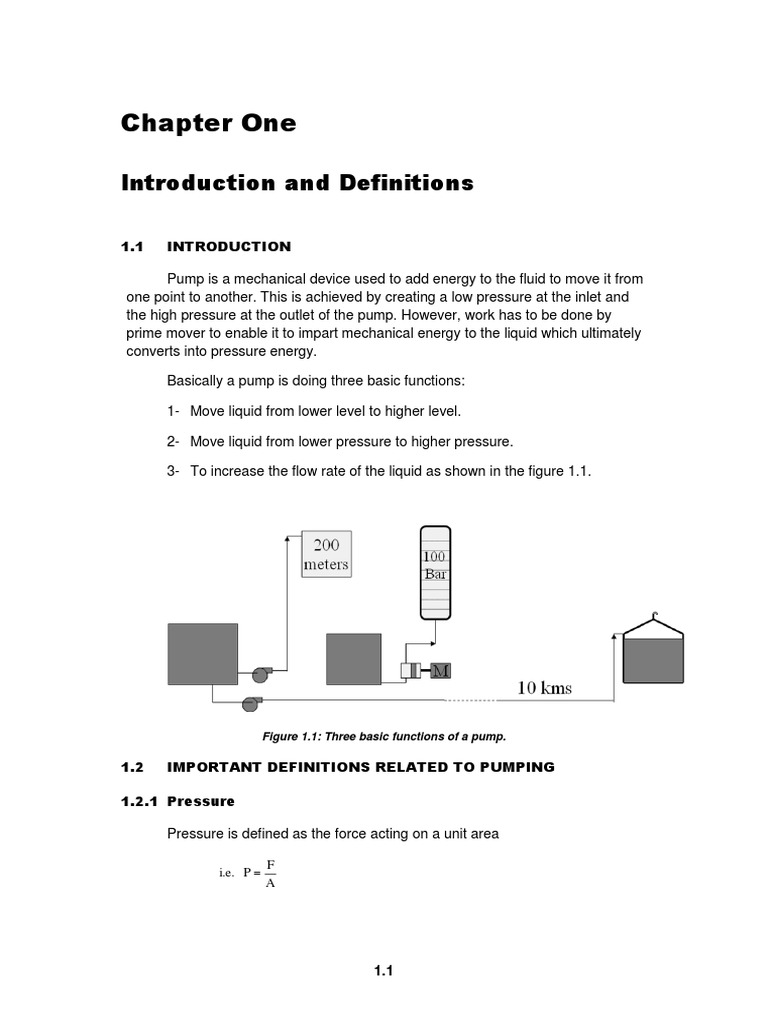 Chapter 1 Introduction And Definition Pdf Pdf Pressure Pump