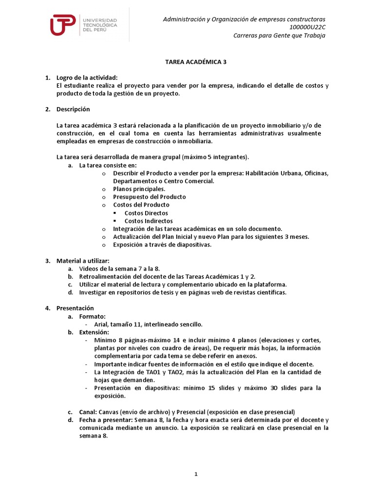 U5 - S8 - Tarea Academica 3 PDF | PDF | Presupuesto | Informática y tecnología de la información