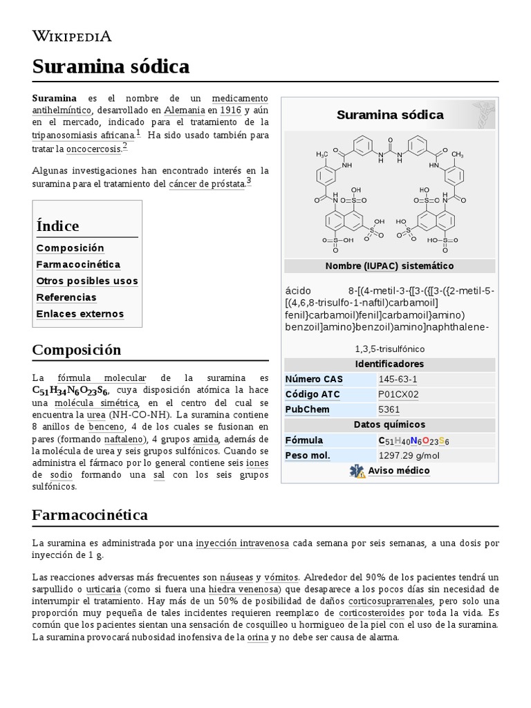 Suramina Sódica PDF | PDF | Drogas | Especialidades Medicas