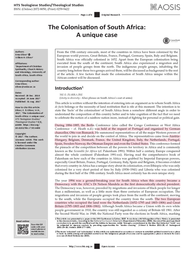 4.1 The Colonisation of South Africa A Unique Case | PDF | South Africa ...