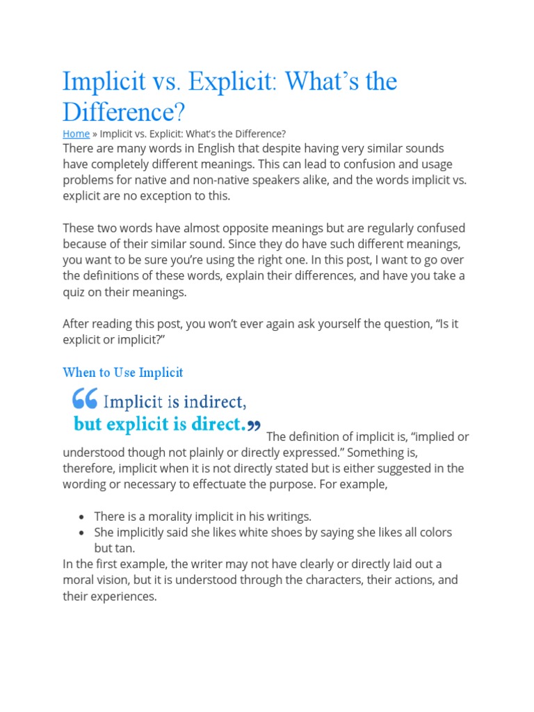 Implicit Vs Explicit | PDF | Body Language | Question