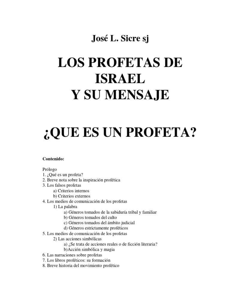 Los Profetas de Israel y Su Mensaje - Sicre SJ | PDF | Profeta | Profecía