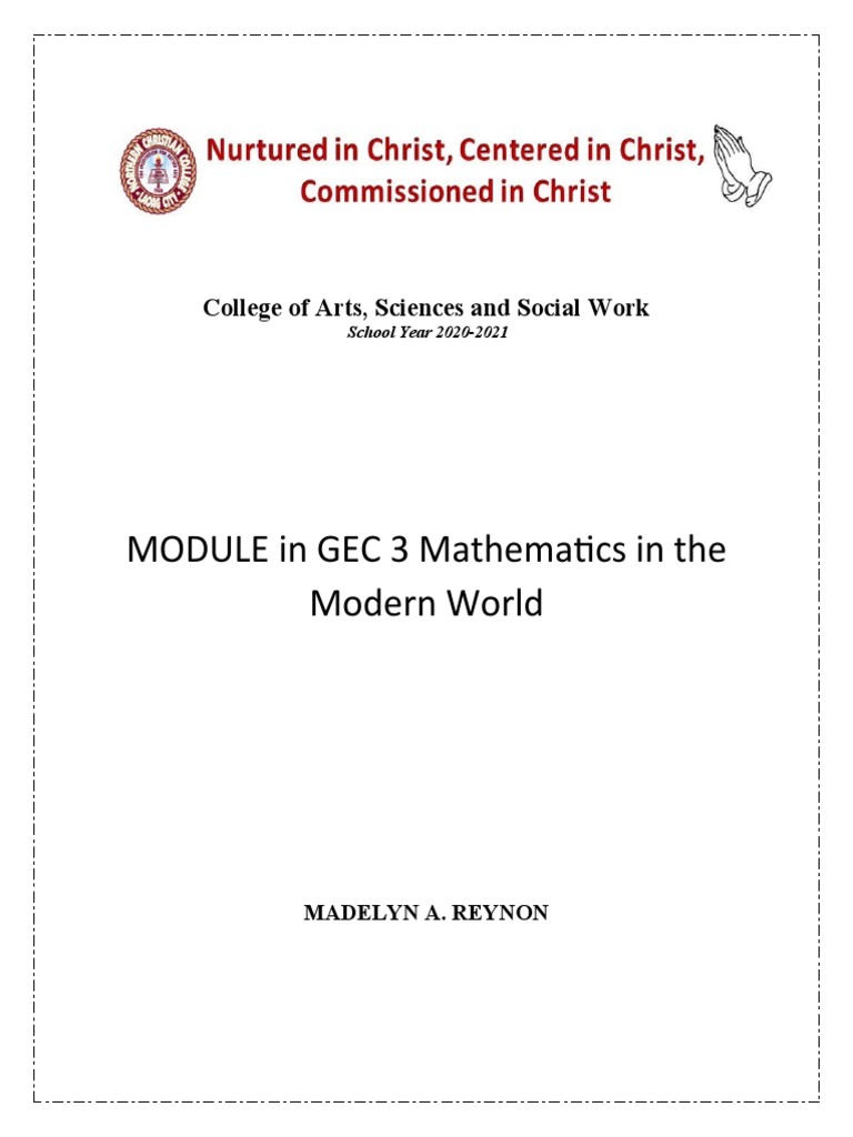 MODULE in GEC 3 Mathematics in The Modern World: College of Arts ...