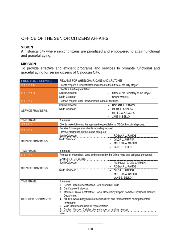 Office of The Senior Citizens Affairs: Vision | PDF | Identity Document ...