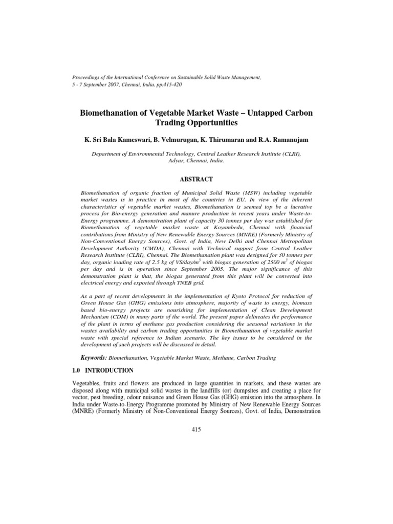 Bio Methanation Plant | PDF | Clean Development Mechanism | Biogas