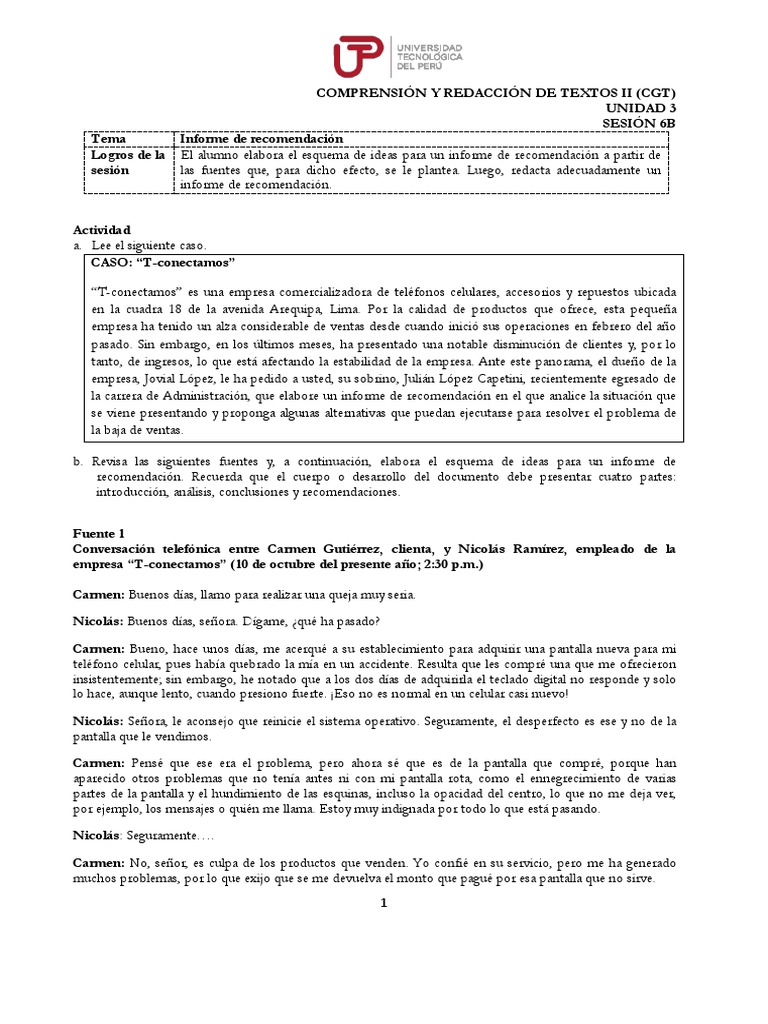 U3 - S6 - Informe de Recomendación (T-Conectamos) | PDF | Teléfonos móviles | Cliente