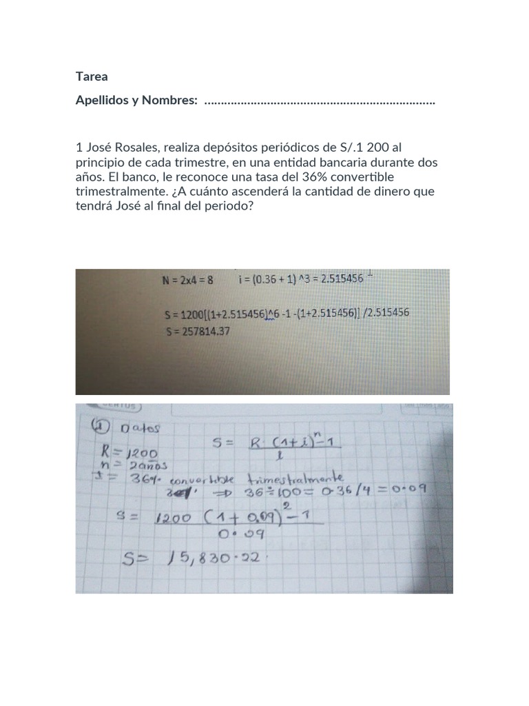 Tarea Mate 2 06062020 | PDF | Bancos | Interés