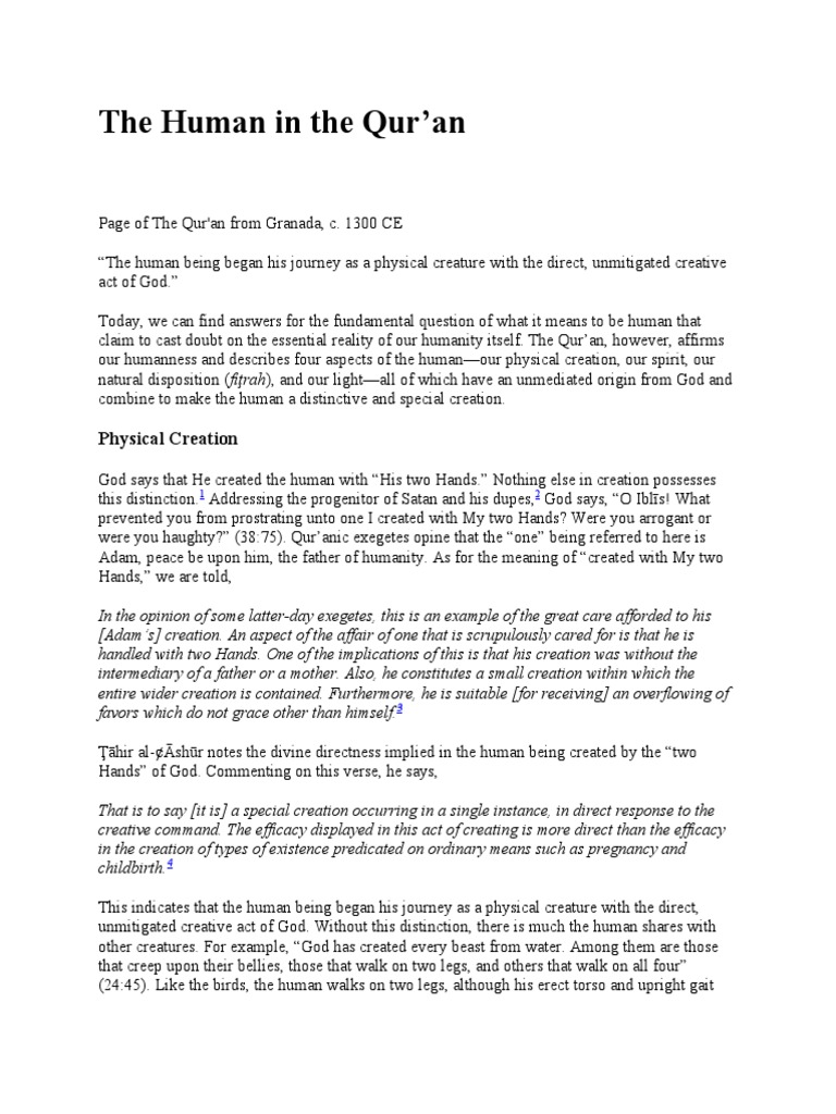 The Human in The Quran | PDF | Quran | Islam