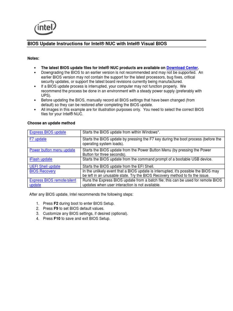 Visual BIOS Update NUC PDF | PDF | Bios | Booting