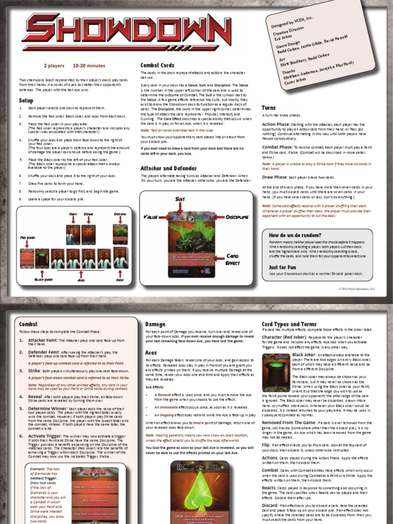 Showdown Rules PDF | PDF | Playing Cards | Games Of Chance