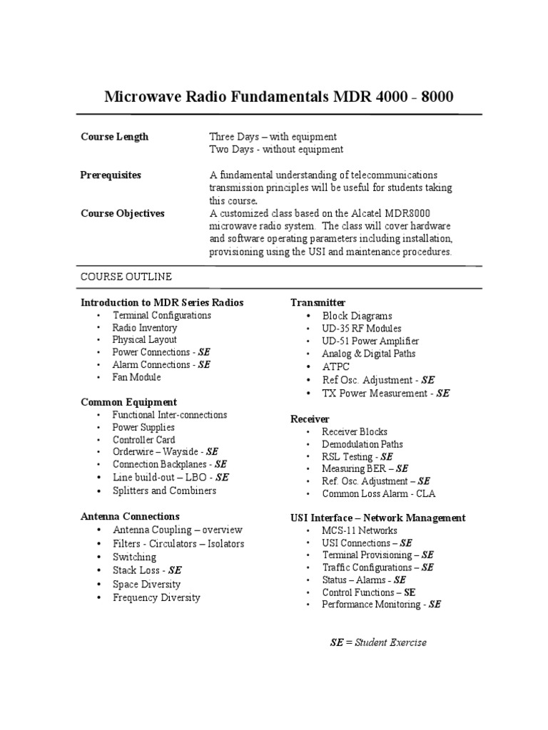 Microwave Fundamentals MDR 4000 8000 | PDF | Radio | Telecommunications ...