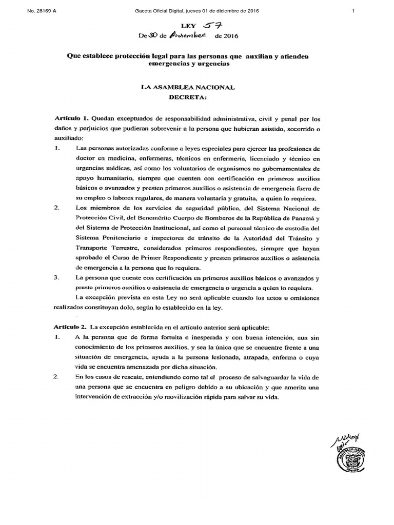 Ley 57 Del Buen Samaritano PDF | PDF