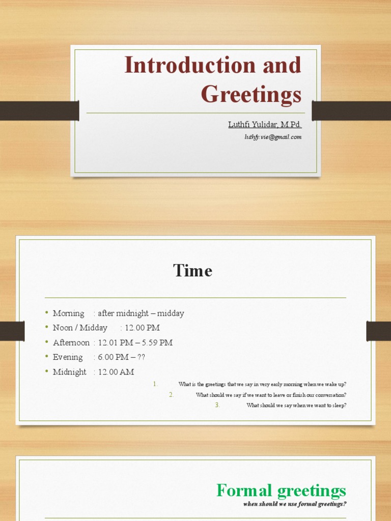 Introduction and Greetings | PDF