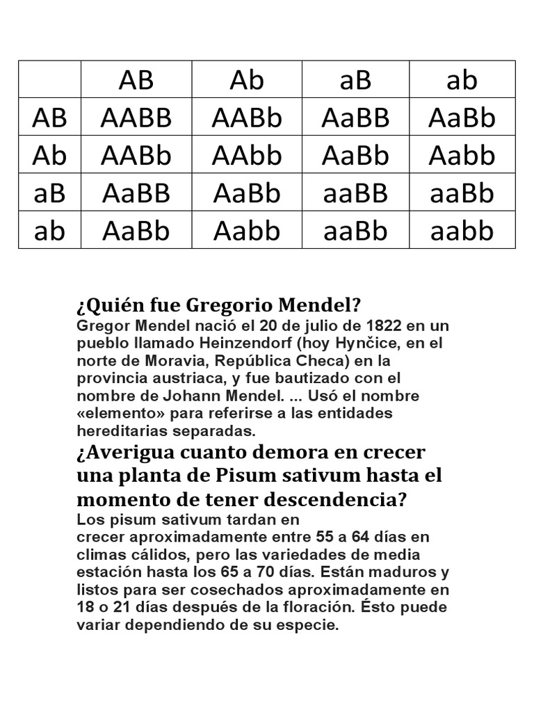 El Tablero de Punnett | PDF